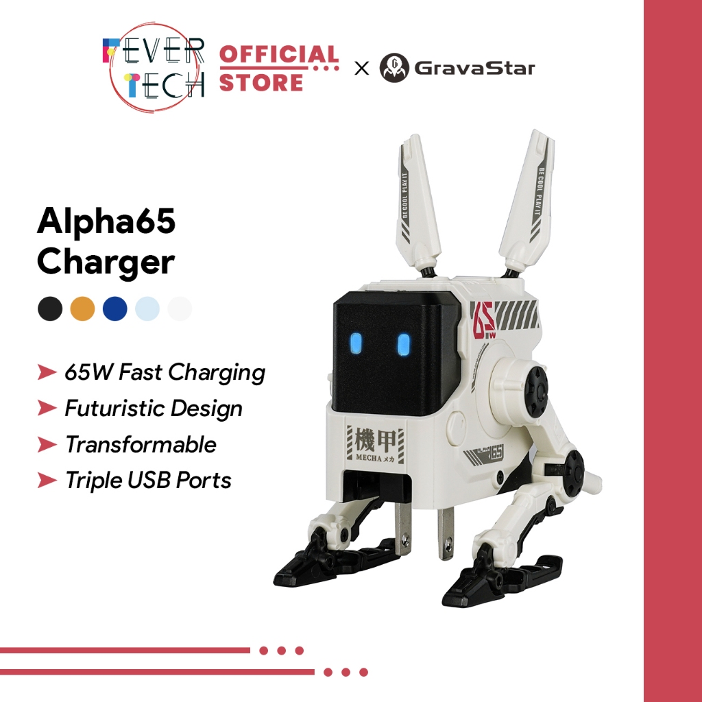 GravaStar Alpha 65W GaN Fast Charger: Triple Ports (2 USB-C, 1 USB-A ...