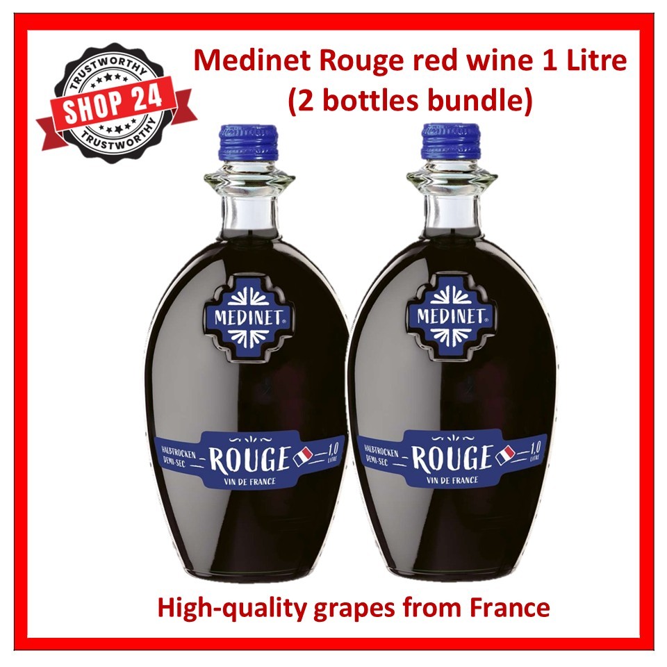 SHOP 24 Medinet Rouge Red wine from France 1000ml (2 Bottles) Good ...