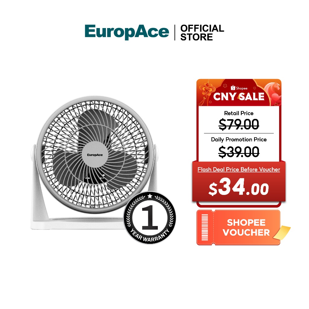 EuropAce 7" Desk Fan | EDF1731D | Wider Airflow, Tilting Angle, Easy ...