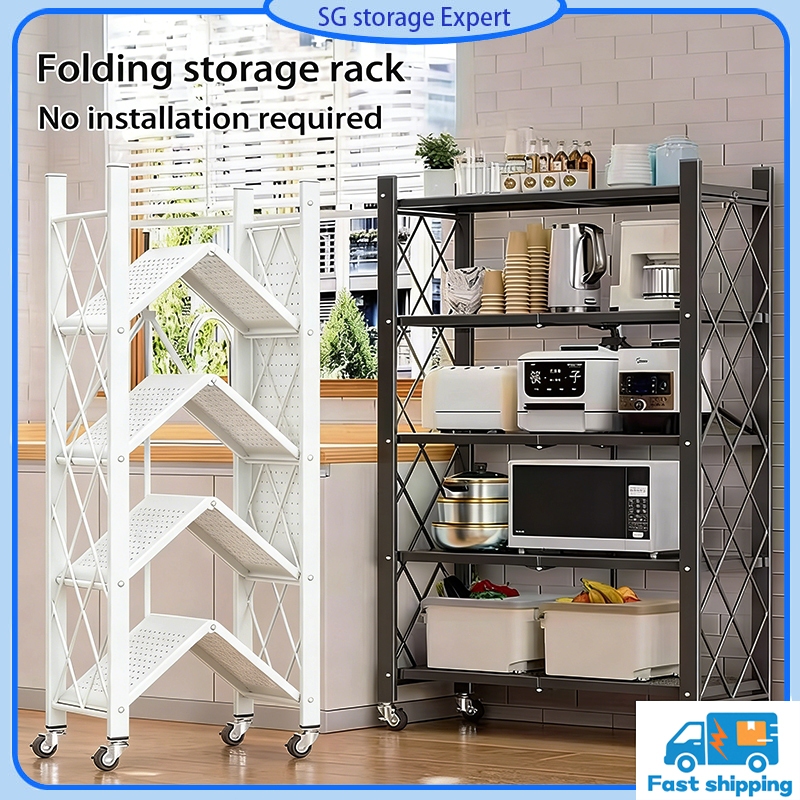 【READY SOTCK】No installation Home Folding storage rack 2/ 3 / 4 ...