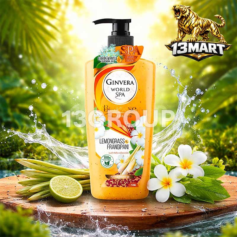 Ginvera World Spa Shower Scrub Body Wash / Lemongrass Frangipani, 750ml ...