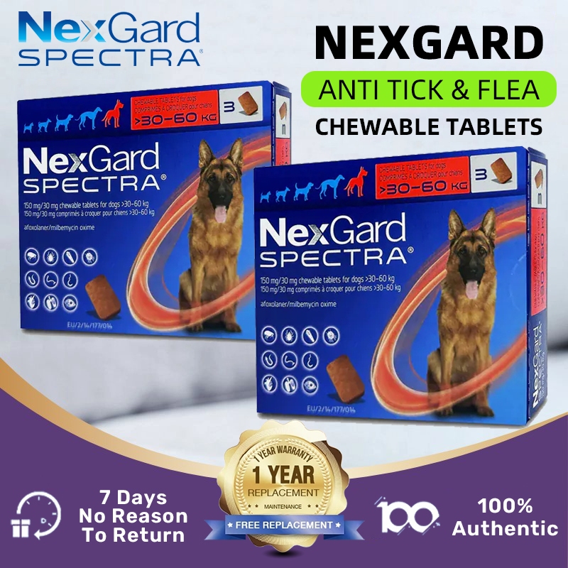 Nexgard Spectra for dog chewable 3 Tablets/Box dewormer for dog ...