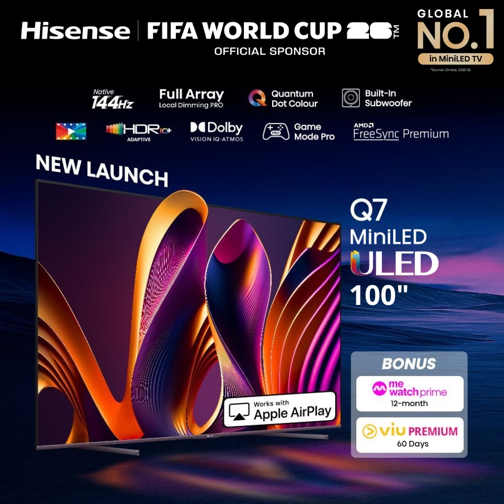 Hisense Q7N 100 inch 4K Mini LED AI TV | Native 144Hz | Hi-View AI ...
