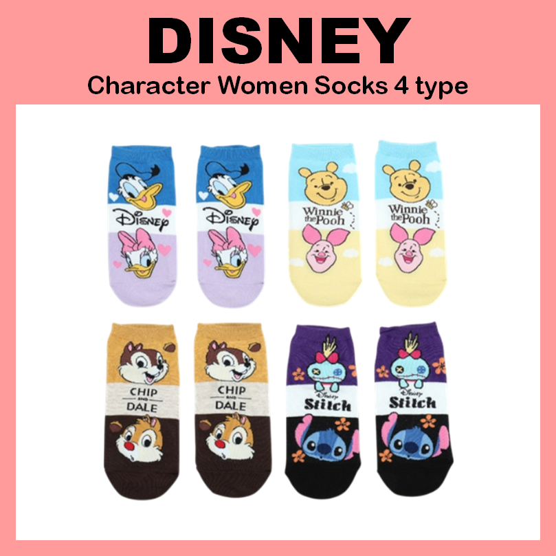 [DAISO KOREA] Character Women Socks 4Type (Chip&Dale / Donald / Pooh ...