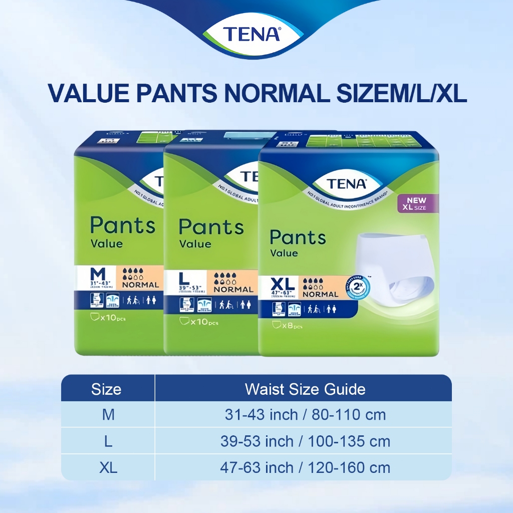 [CARTON DEAL] TENA ADULT DIAPERS-VALUE PANTS NORMAL--SIZE M10s/ L10s ...