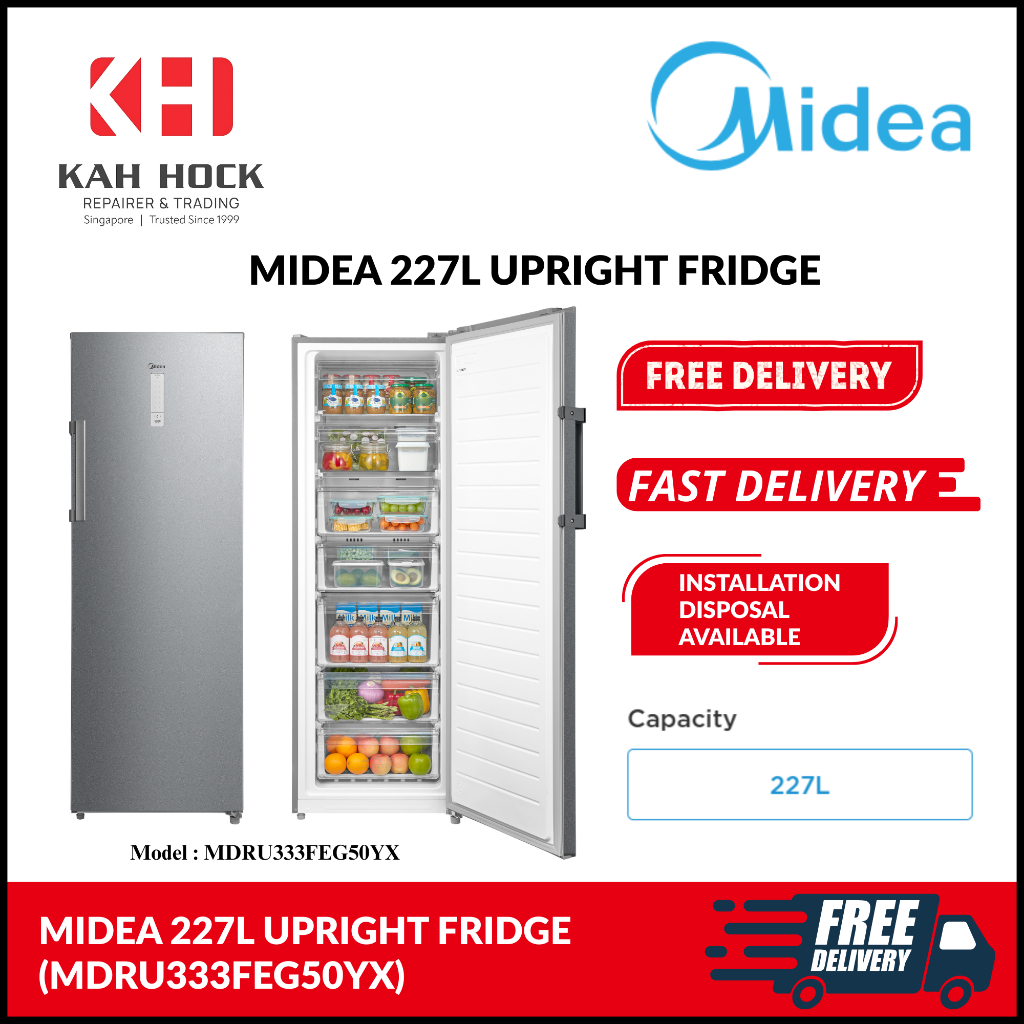 MIDEA 227L UPRIGHT FRIDGE MDRU333FEG50YX - 2 YEARS MANUFACTURER ...