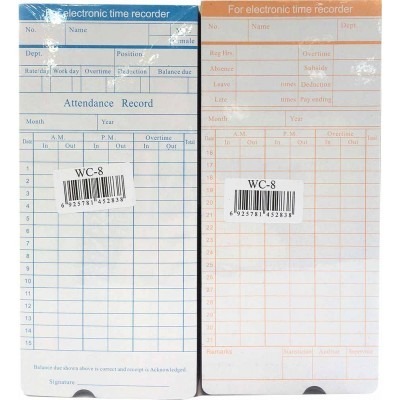 Aurora Time Card WC-8 / Timecard / Attendance Record Card 100s [SG ...