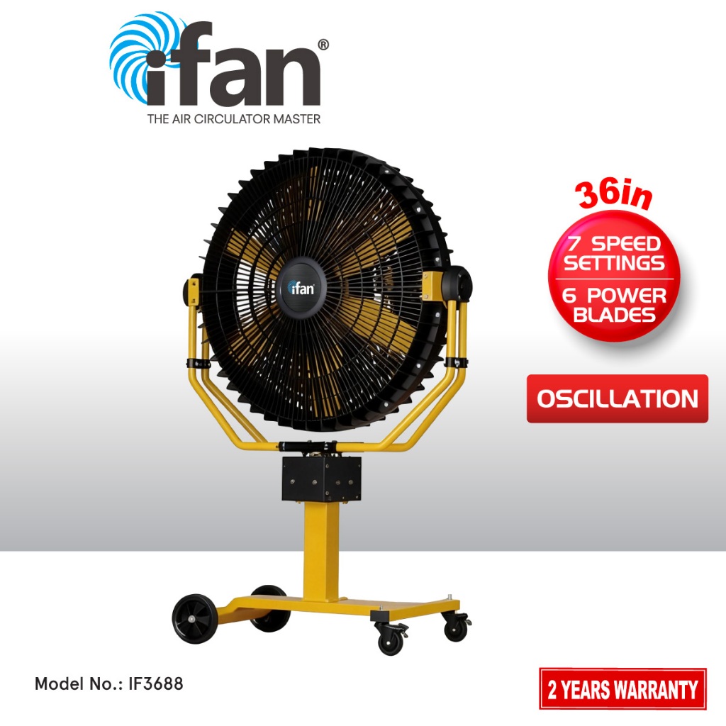 iFan 36” Big Industrial Drum Fan with Oscillation - Powerful, Direct ...