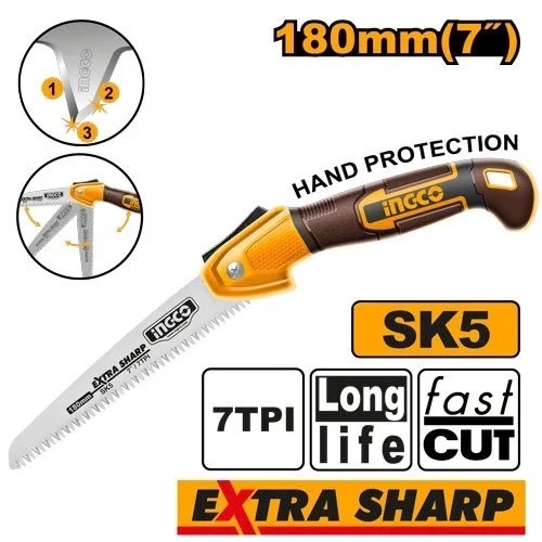 INGCO 7" Folding Saw with Triple Teeth and Hand Protection Function ...