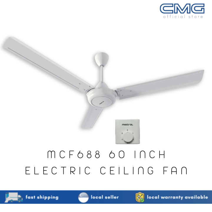 Mistral MCF688 60" Electric Ceiling Fan with regulator with 12" Rod ...