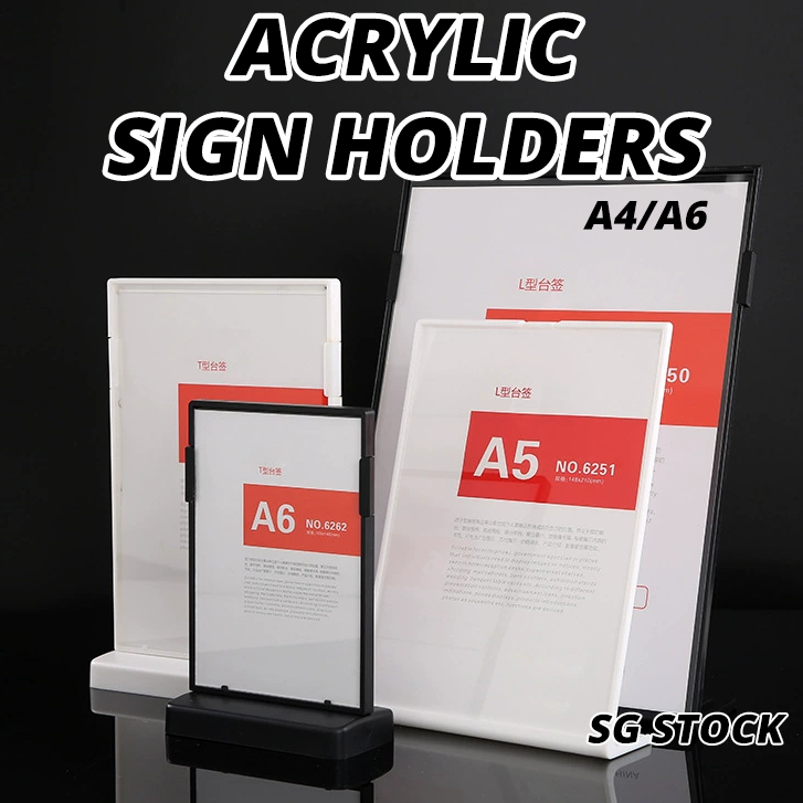 {SG} A4 A6 Acrylic Sign Holders Menu Display Stand Table Brand Plastic ...