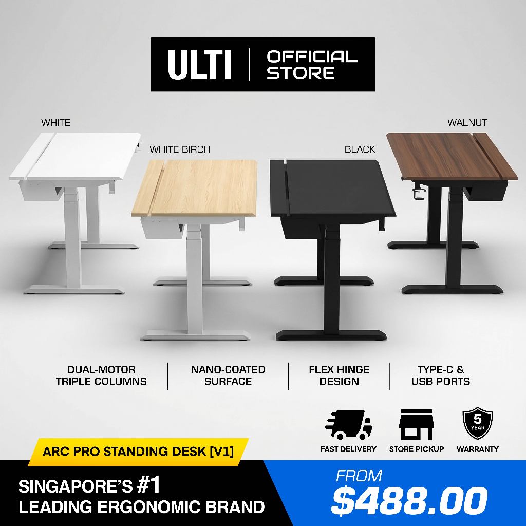 ULTI Arc Pro Standing Desk | Flex Hinge | Type-C & USB | Dual Motor ...