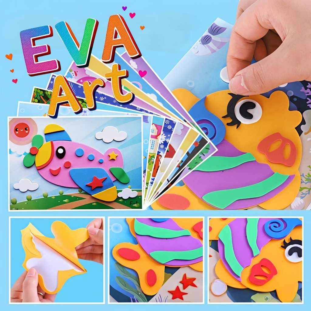 [10 SHEET] 💖 DIY 3D Eva Art Sticker l Kids Birthday Party Gifts Foam ...