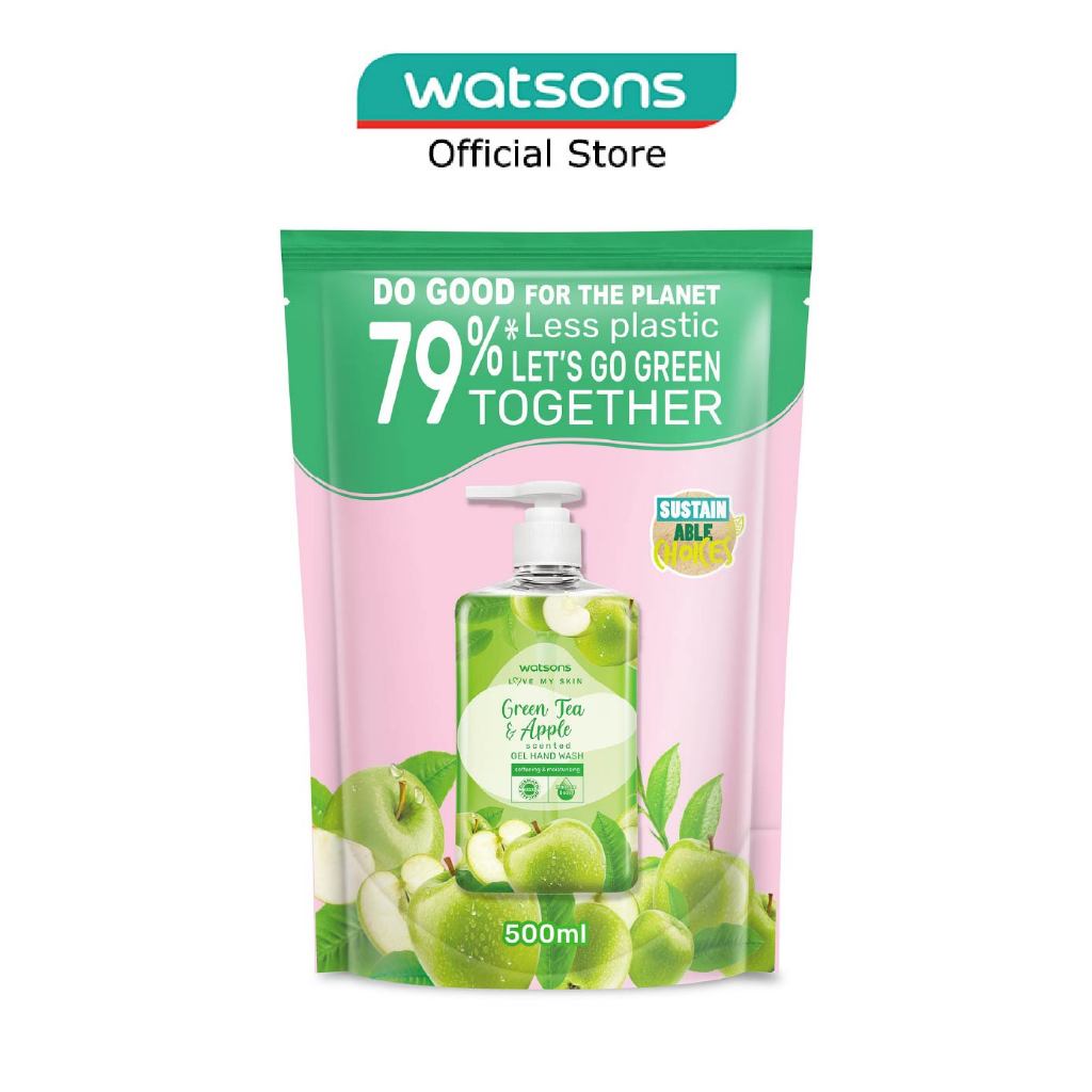 WATSONS Green Tea & Apple Scented Gel Hand Wash Refill Pack (Softening ...