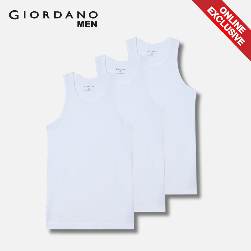 [Online Exclusive] Men Slim Fit Cotton Ribbed U Neck Sleeveless 3-Piece ...
