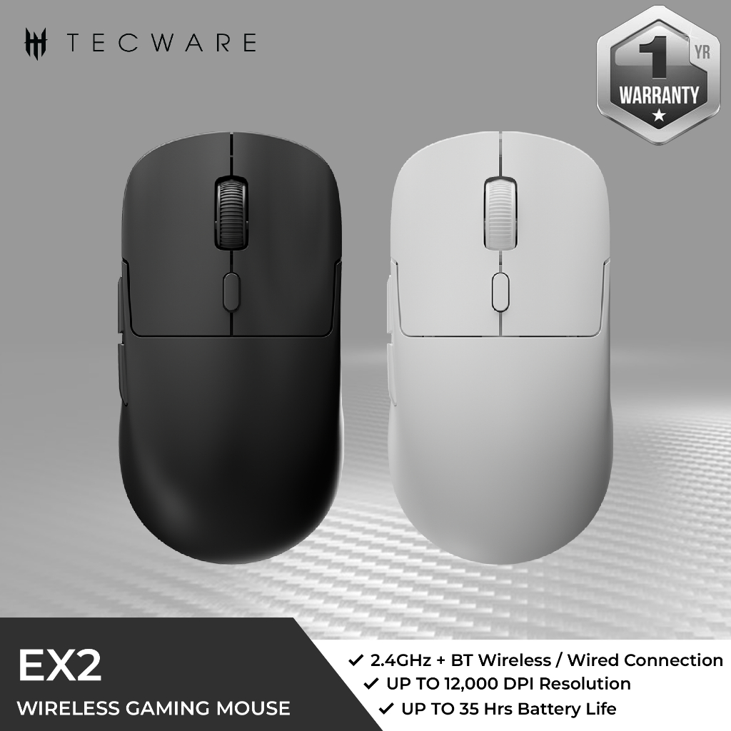 Tecware EX2 60g Wireless Gaming Mouse - Pixart 3311 Sensor 12K DPI ...