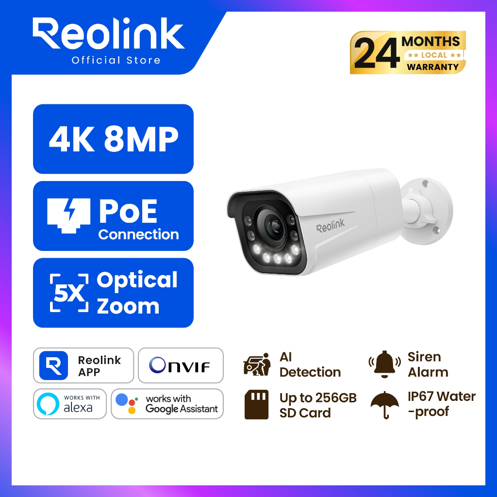 Reolink P430 : Time Lapse 4K Outdoor Camera, PoE, 5X Optical Zoom ...