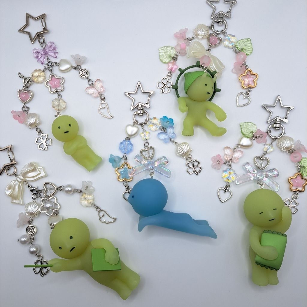 (AUTHENTIC!) Smiski Handmade Keychain - Glow In The Dark, Toilet/Work ...