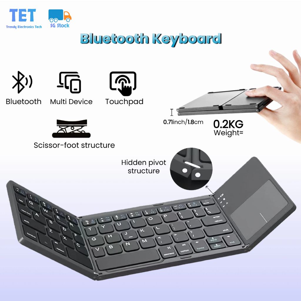 [SG] Bluetooth Wireless Tri-Fold Keyboard 折叠键盘 Portable Ultra-Thin ...