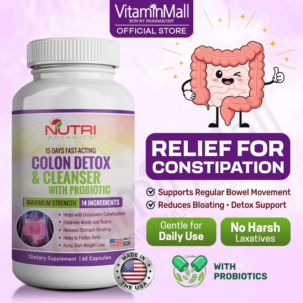 Nutri Botanics Colon Detox Constipation Relief Bloating Supplement ...