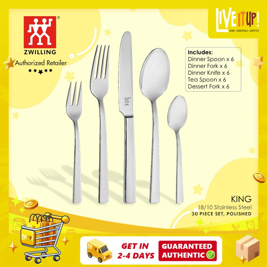 ZWILLING King 18/10 Stainless Steel Cutlery Set 30 pc Polished Silver ...