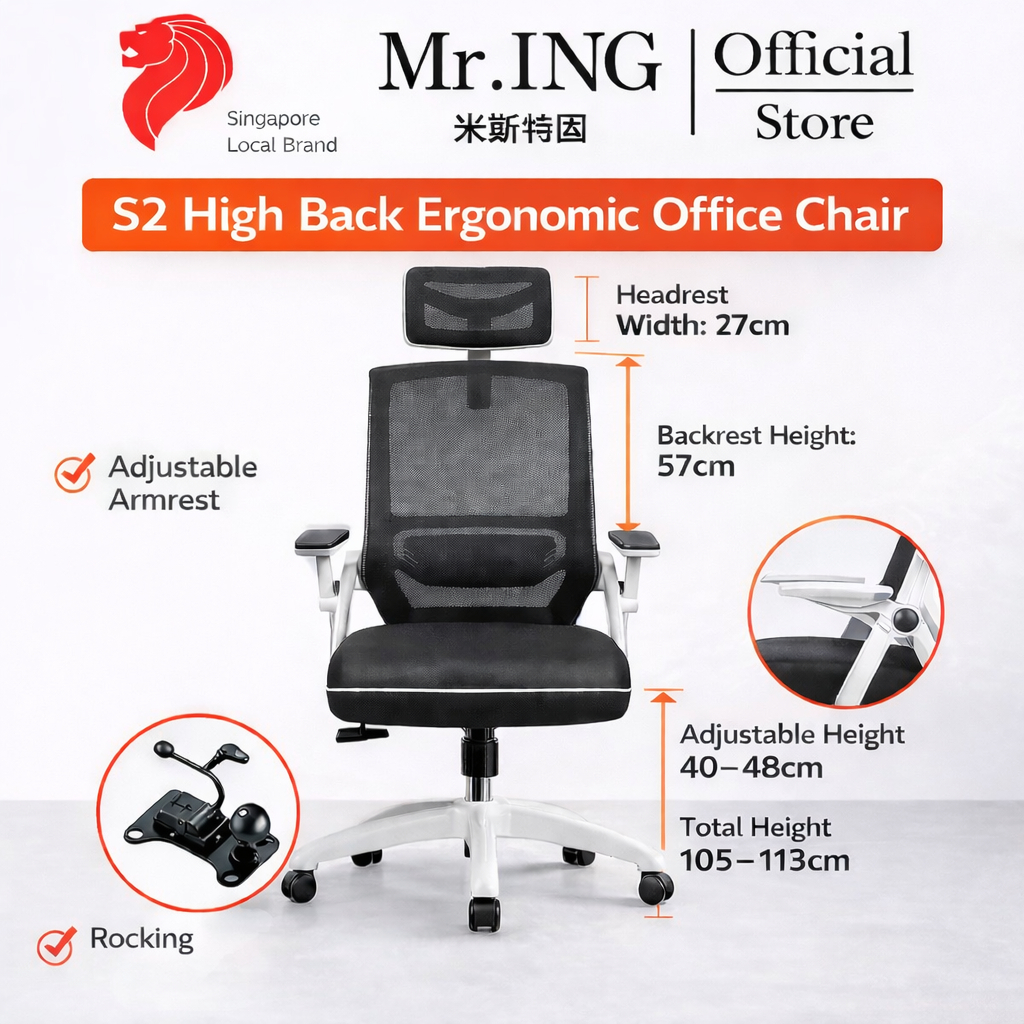 MR ING S2 High-back Ergonomic Office Chair Adjustable 3D Headrest and ...