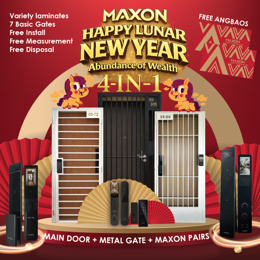 BUNDLE PROMO - FIRE RATED MAIN DOOR + METAL GATE + MAXON DIGITAL LOCK ...