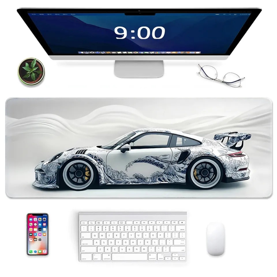The Wave Car Mouse Pad The Wave Racing Car Desk Mat Ocean Wave Car Desk ...
