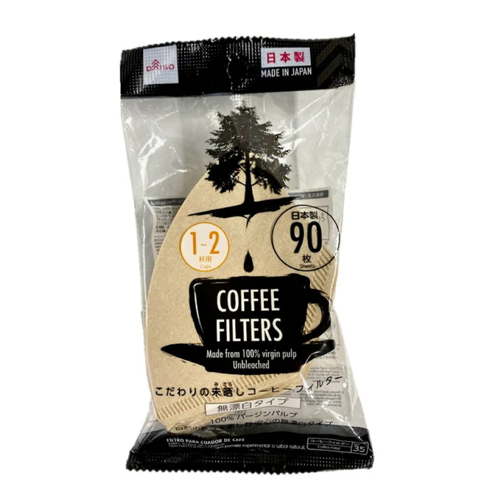 Daiso Japan Coffee Filters, 1~2cups, Unbleached, 90 sheets Direct from ...