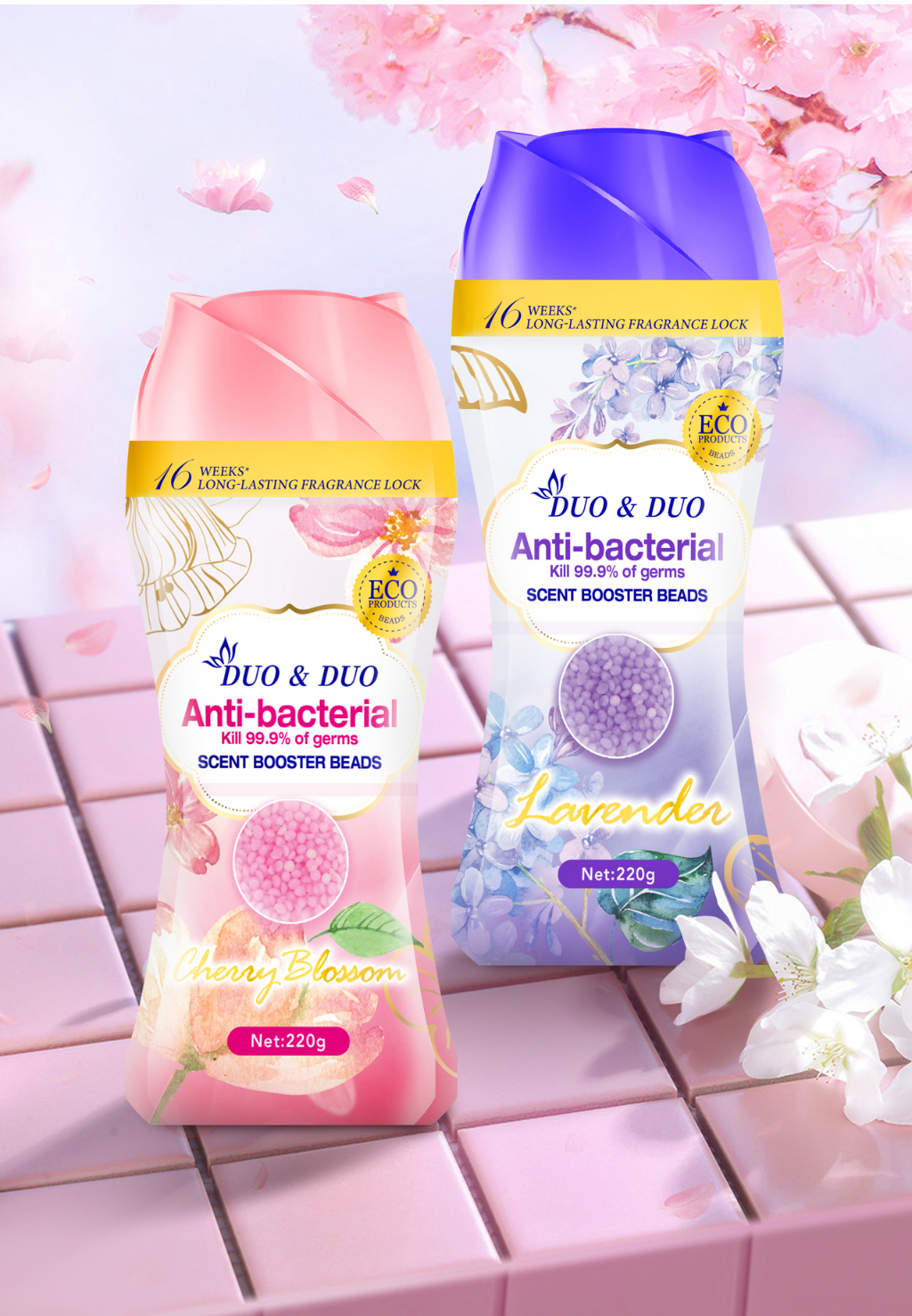 DuoDuo Scent Booster Beads for Washer Cherry Blossom/Lavender - 220g ...