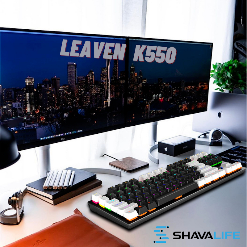 LEAVEN K550 Wired Mechanical Gaming Keyboard With Classic and Retro Typewriter Design 87 Keys ...