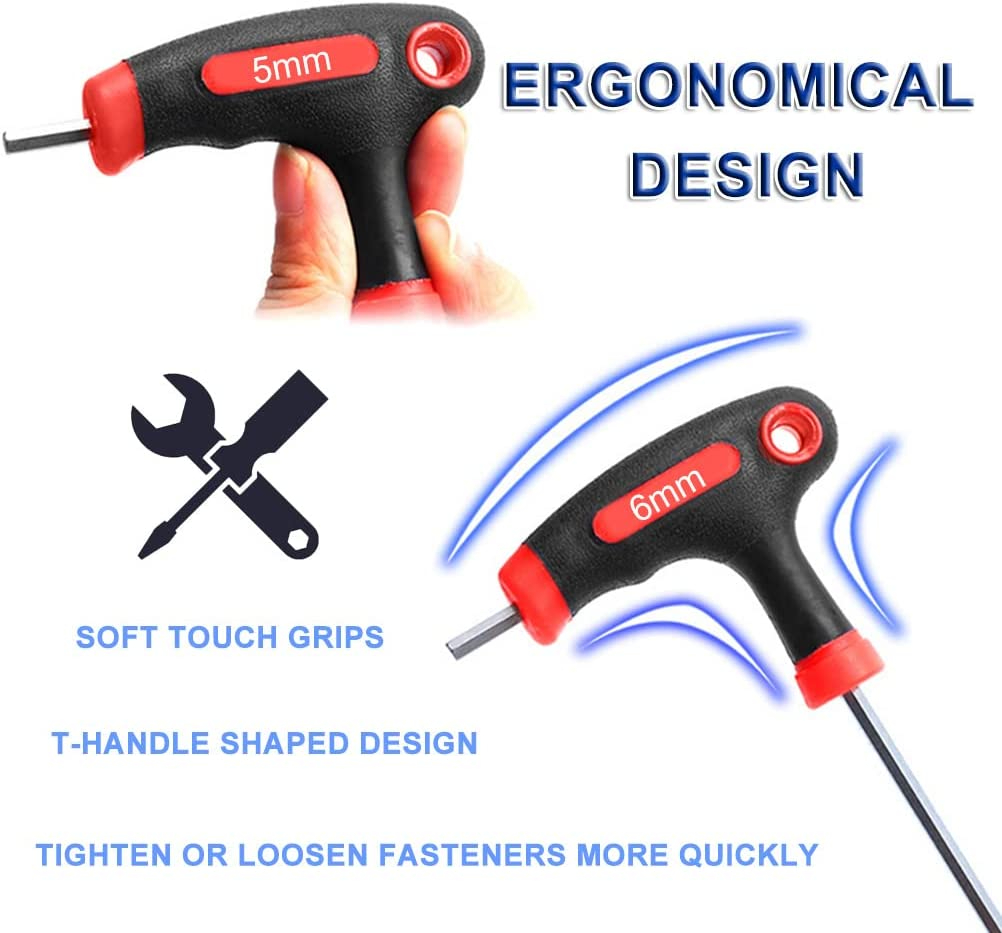 PROFESSIONAL T Handle Cr-V Hex Allen Key with Ball Point Long Arm High ...