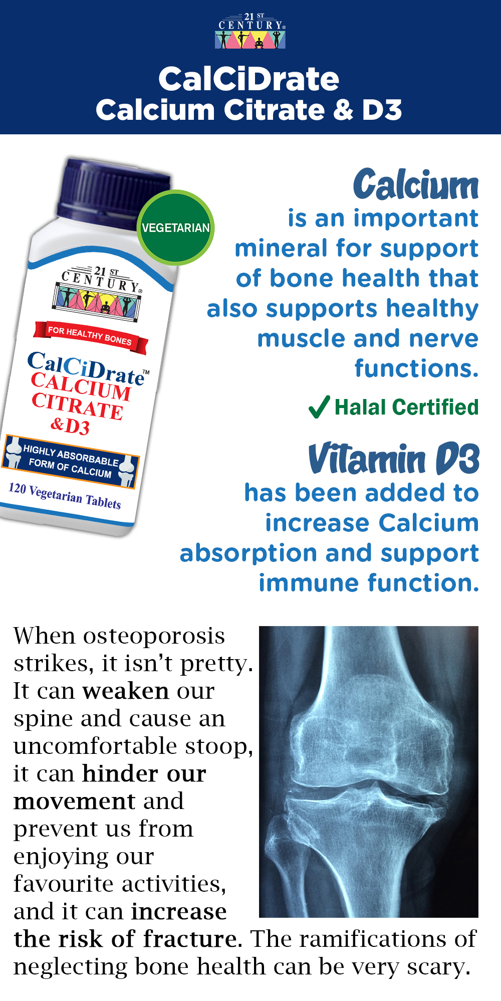 21st Century CalCiDrate Calcium Citrate + D3 (120 Vegetarian Tablets ...