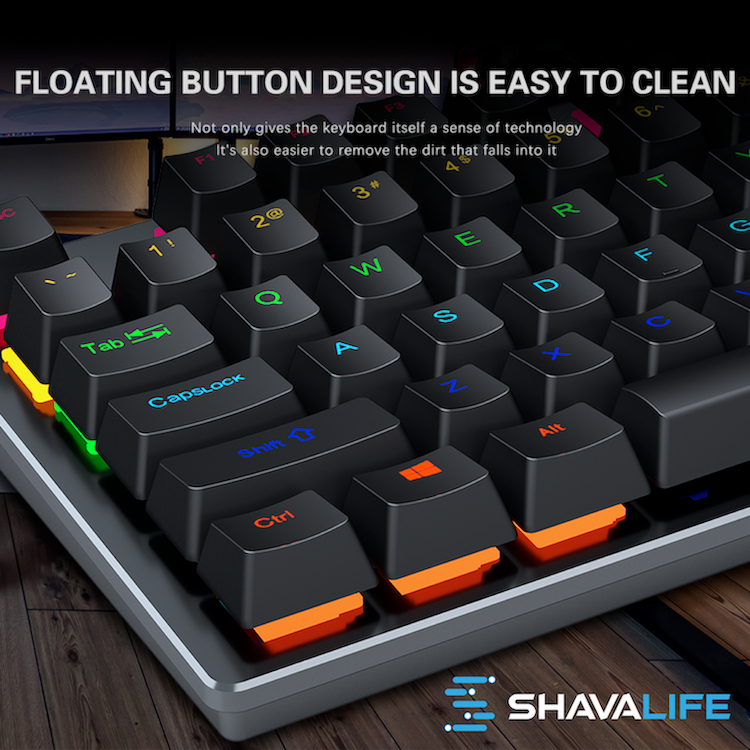 LEAVEN K550 Wired Mechanical Gaming Keyboard With Classic and Retro Typewriter Design 87 Keys ...