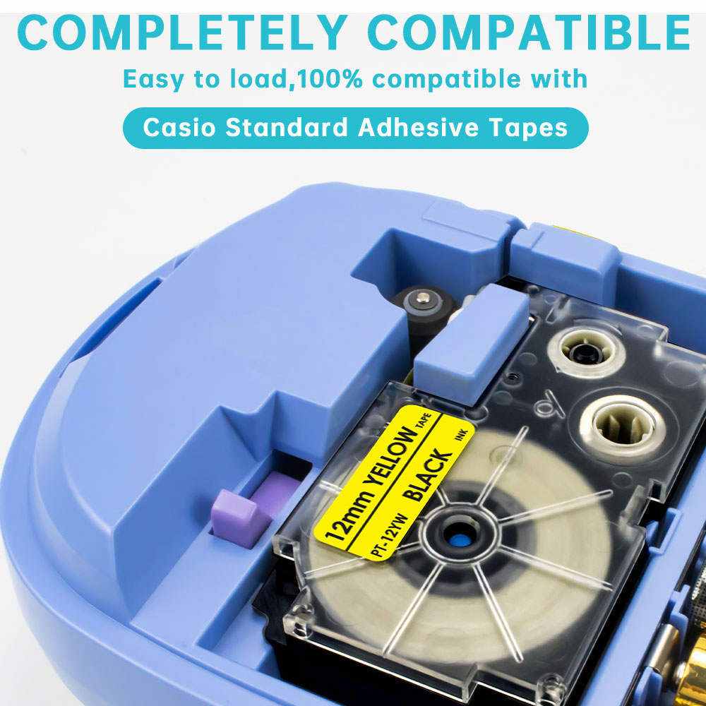 Compatible Casio Label tape XR-12WE XR-12X XR-12RD XR-12BU XR-12YW XR ...