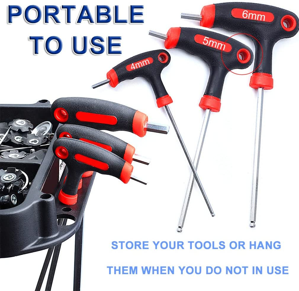 PROFESSIONAL T Handle Cr-V Hex Allen Key with Ball Point Long Arm High ...