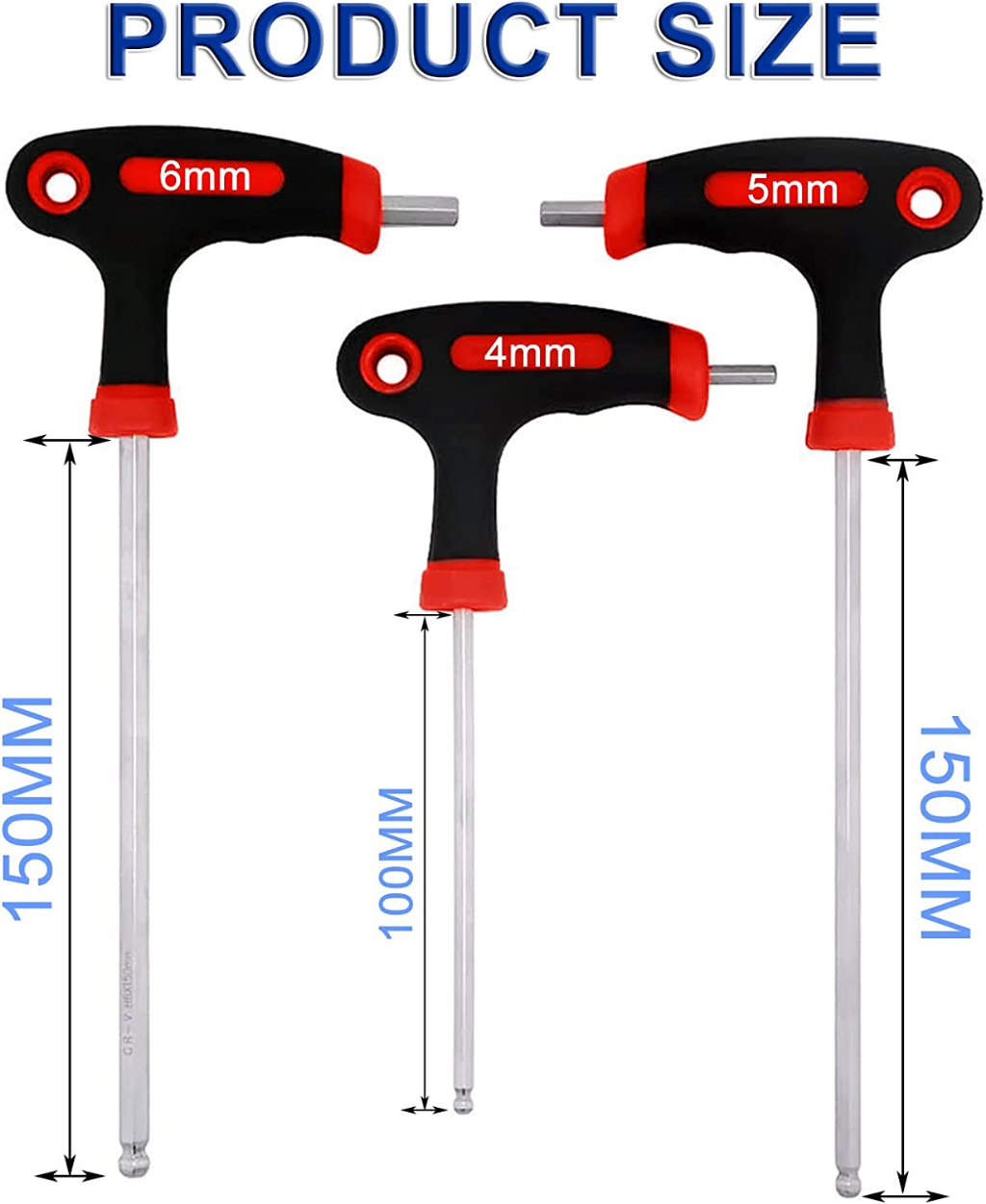 PROFESSIONAL T Handle Cr-V Hex Allen Key with Ball Point Long Arm High ...
