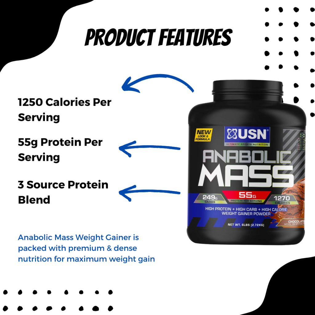 USN Anabolic, Mass Gainer, With Whey Protein Isolate, Concentrate ...