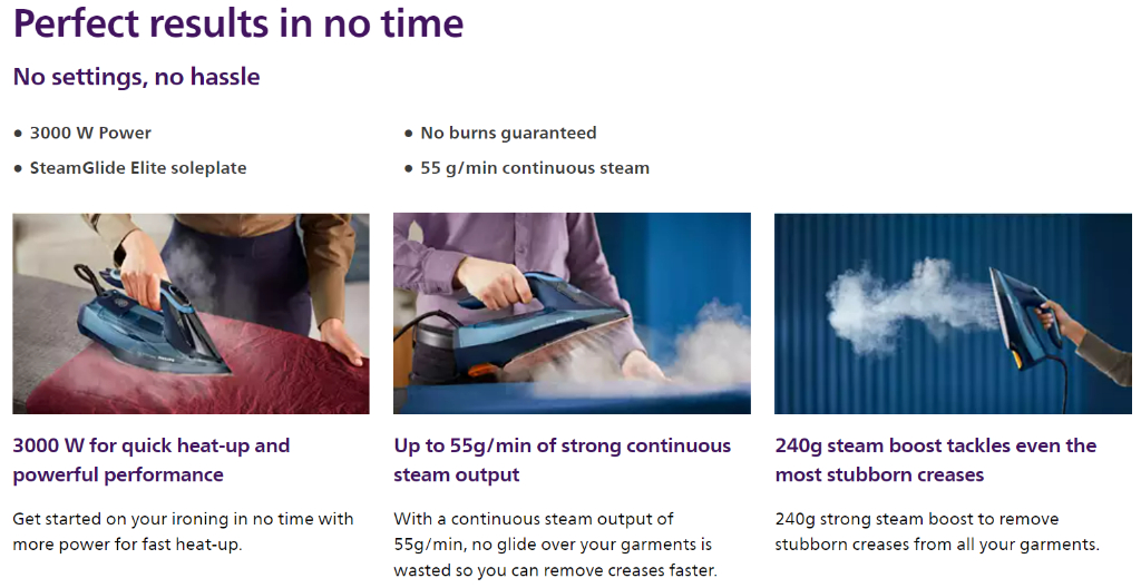 PHILIPS Azur Steam Iron 8000 series DST8020 with OptimalTEMP technology ...