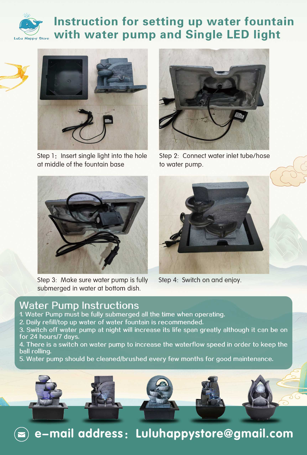 SG seller Table Top Desktop Water Fountain Water Features Fengshui LED ...