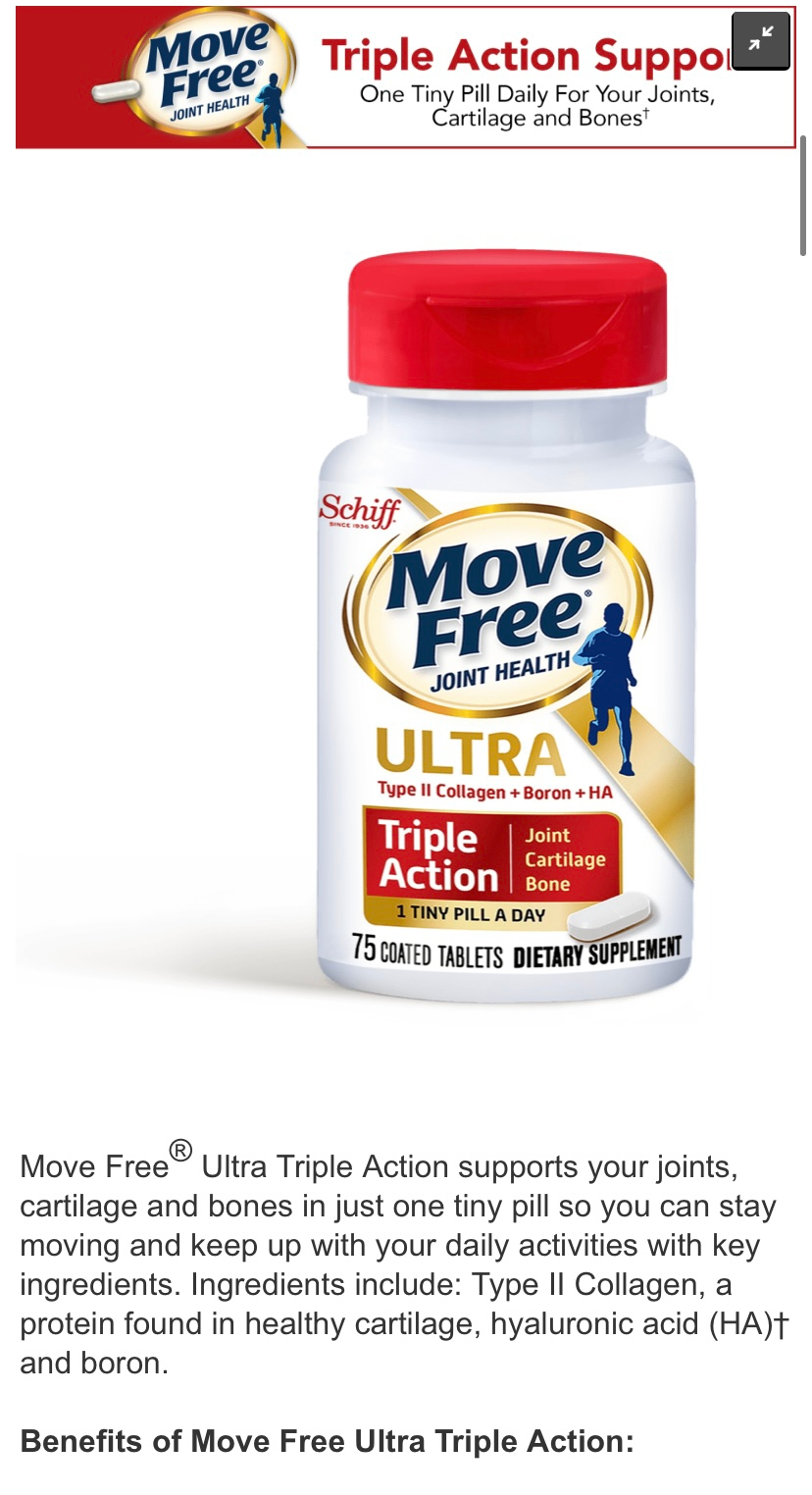 Schiff Move Free Ultra Triple Action Joint Supplement, 75 Tablets(Exp ...