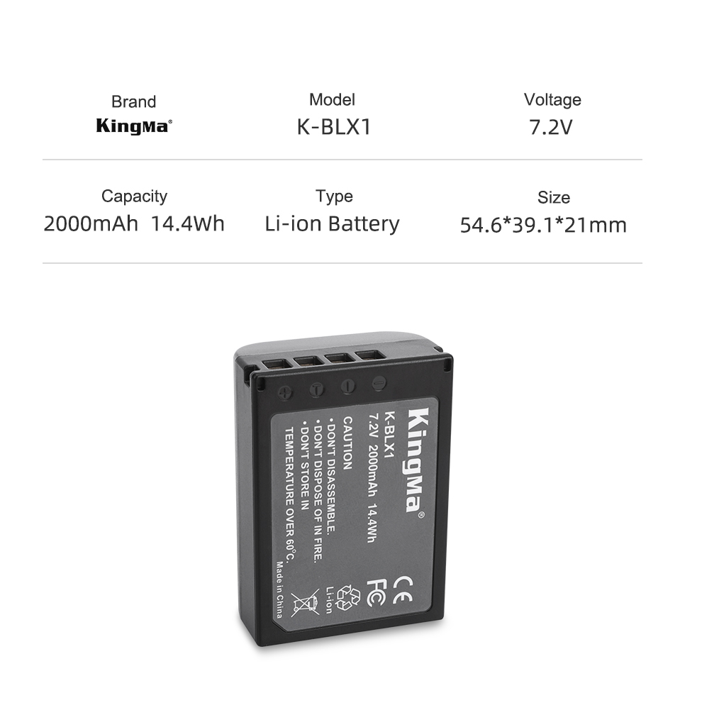 [KingMa] BLX-1 For Olympus - Camera Replacement Battery with 2000mAh ...