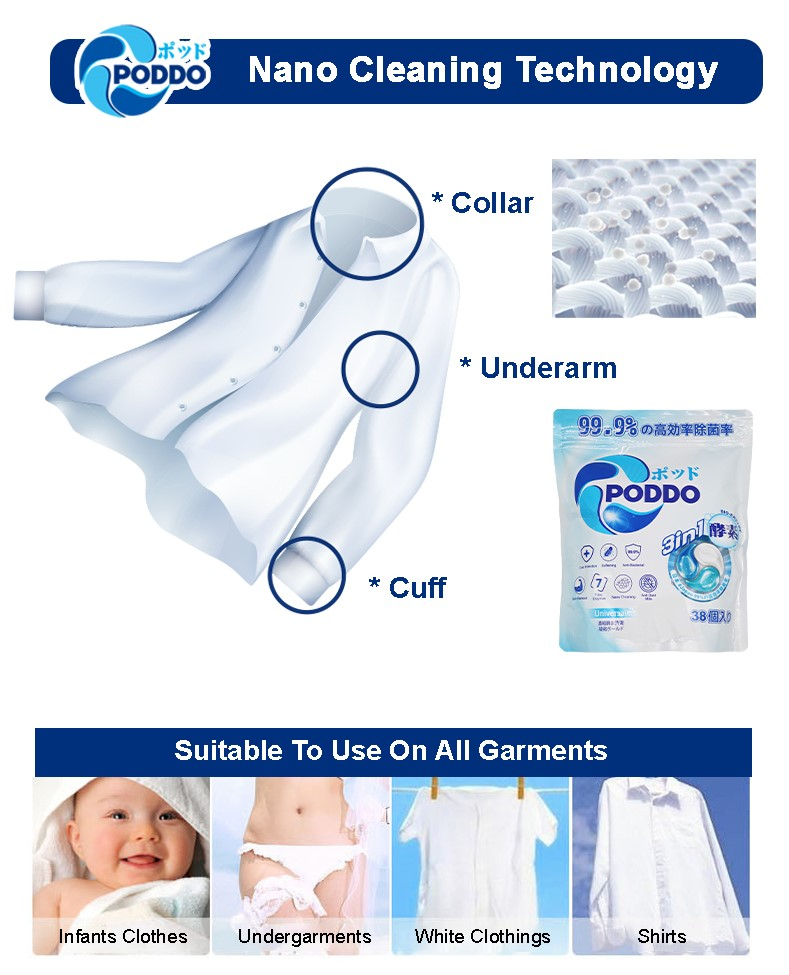 PODDO 3in1 7 functions of Bio-Enzymes Laundry Capsules Refill Pack ...