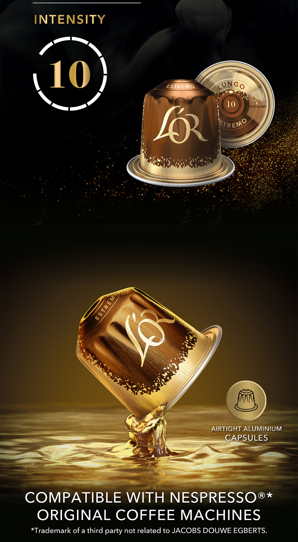 L'OR Espresso Lungo Estremo Intensity 10 Coffee Capsules- Compatible ...