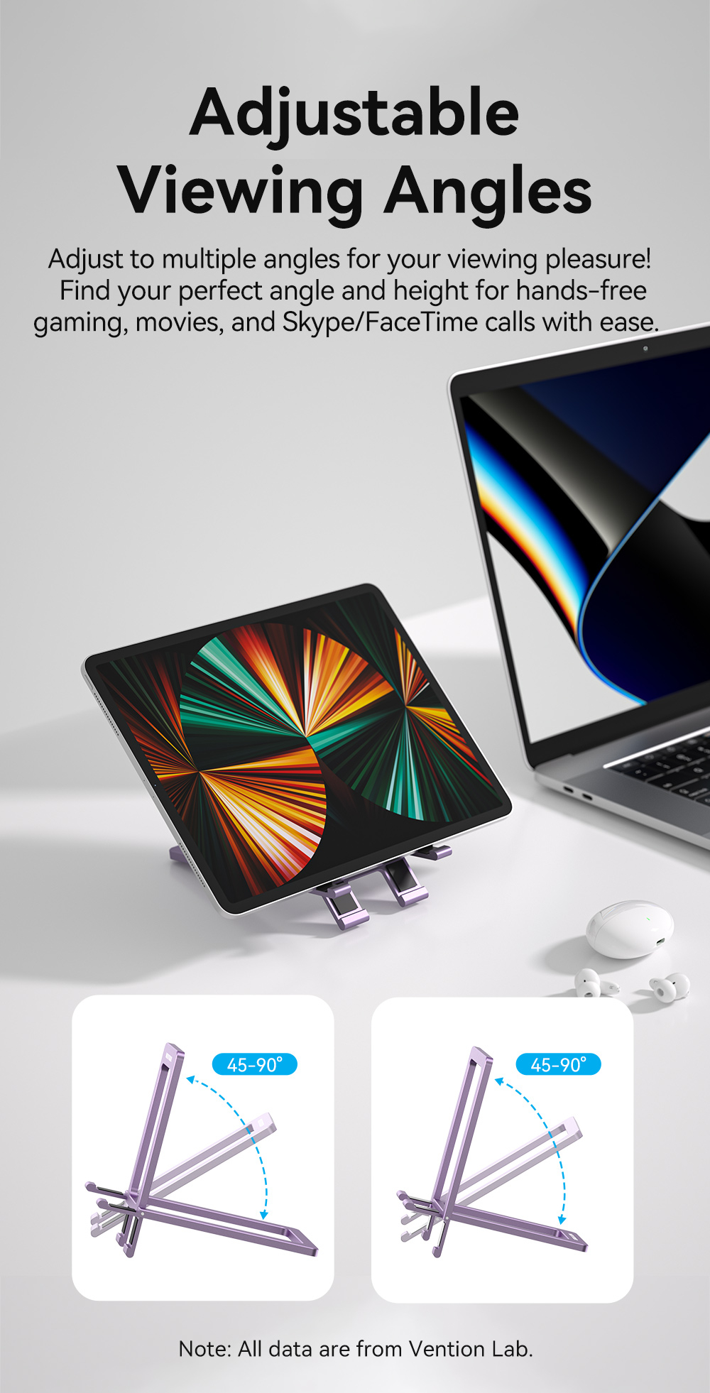 Vention Laptop Stand Aluminum Adjustable Portable Phone Stand Tablet ...