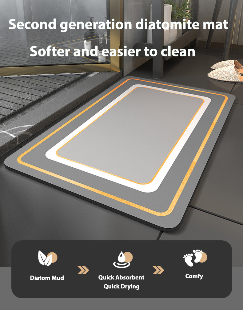 🇸🇬 Ready Stock Bathroom Diatomite Mat Super Absorbent Floor Mat Soft ...