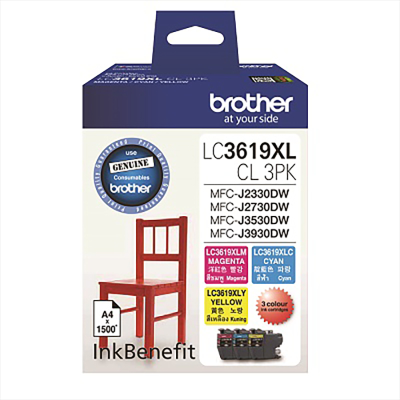 Brother LC3619XL Ink Cartridge (Black/Cyan/Magenta/Yellow/3-Pack ...