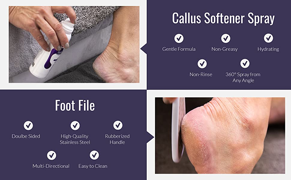 Footlogix Callus Softener Spray 100ml and Double Sided Foot File Set ...