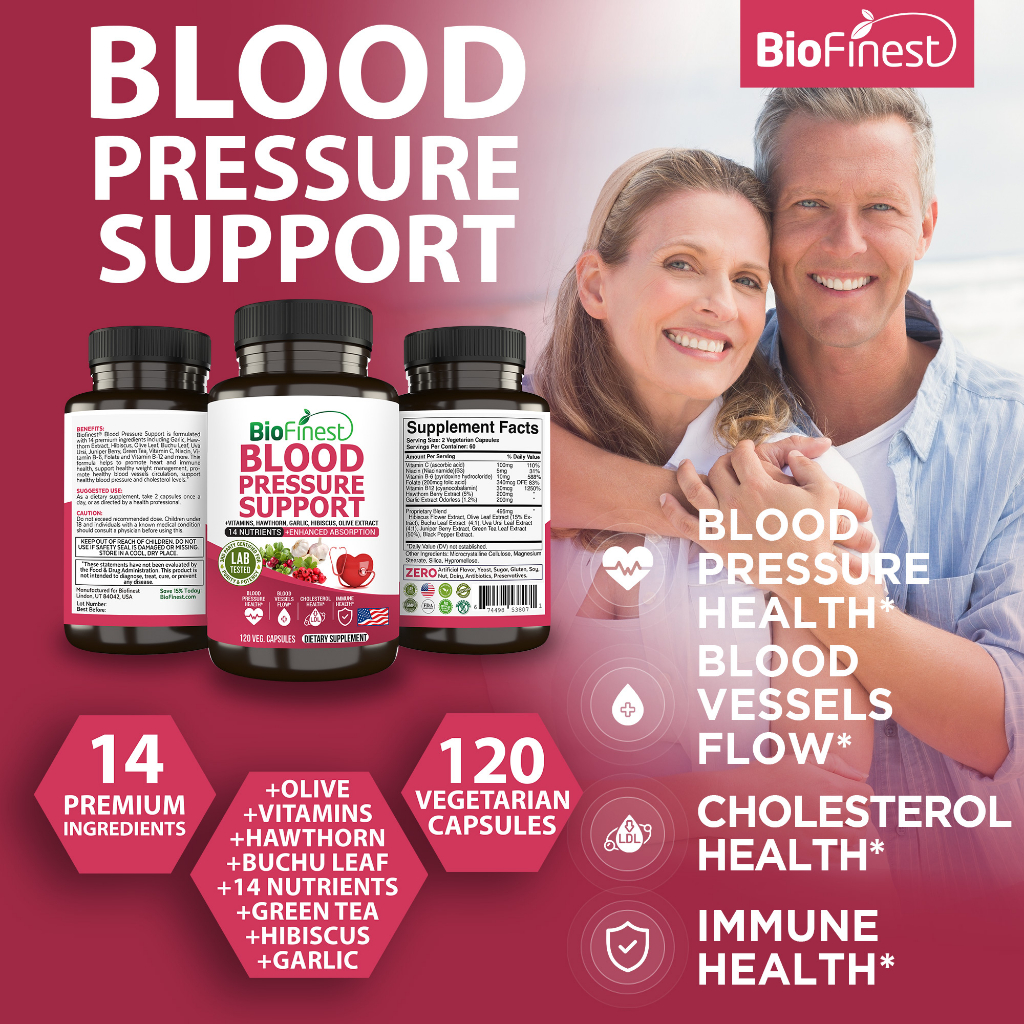 Biofinest Blood Pressure Support Supplement - Healthy Heart Blood ...