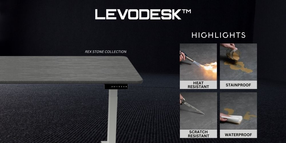 APOL Levodesk Rex Stone - Ergonomic Standing Desk Electric Height ...